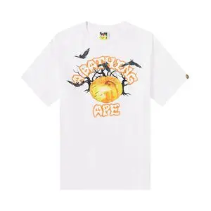 A BATHING APE Halloween Jack O' Lantern College Tee - White