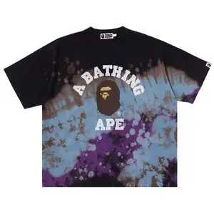 A BATHING APE Tie Dye College Relaxed Fit Tee 'black' Black