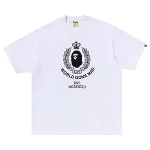 A BATHING APE Crest College Logo Relaxed Fit Tee - White