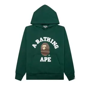 A BATHING APE College Puffy Relaxed Fit Pullover Hoodie - Green
