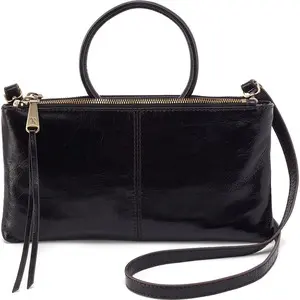 Hobo Sable Leather Crossbody Bag - Black