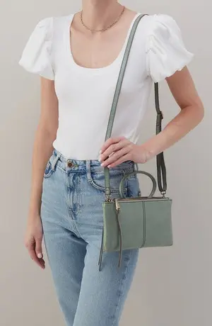 Hobo Sable Leather Crossbody Bag - Jade