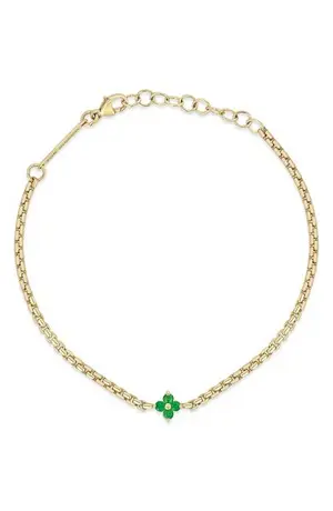 Zoe Chicco Quad Emerald Pendant Bracelet - 14k Yellow Gold