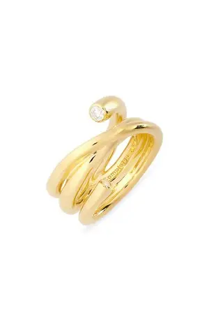 Completedworks Coil Cubic Zirconia Ring - 18ct Gold Plated