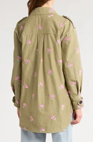 Avec Les Filles Cherry Embroidered Utility Jacket