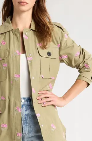 Avec Les Filles Cherry Embroidered Utility Jacket