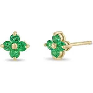 Zoe Chicco Quad Emerald Stud Earrings - 14k Yellow Gold