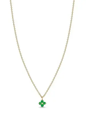 Zoe Chicco Emerald Pendant Necklace - 14k Yellow Gold