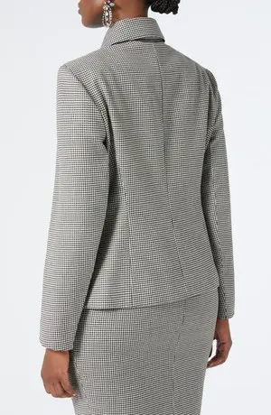 Marina Rinaldi Houndstooth Virgin Wool Twill Jacket