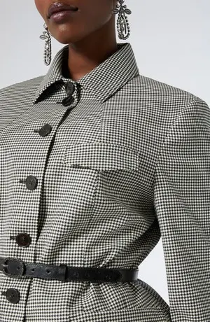 Marina Rinaldi Houndstooth Virgin Wool Twill Jacket