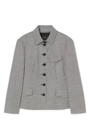 Marina Rinaldi Houndstooth Virgin Wool Twill Jacket