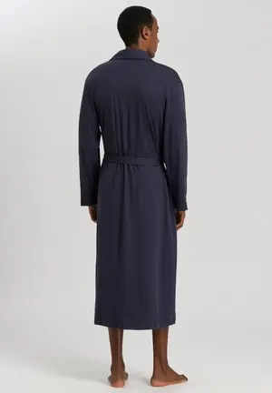 Hanro Night And Day Cotton Shawl Collar Robe - Black Iris