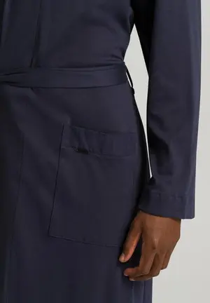 Hanro Night And Day Cotton Shawl Collar Robe - Black Iris