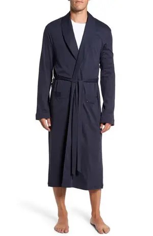Hanro Night And Day Cotton Shawl Collar Robe - Black Iris