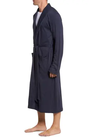 Hanro Night And Day Cotton Shawl Collar Robe - Black Iris