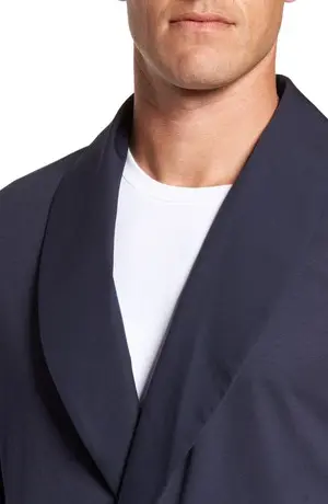 Hanro Night And Day Cotton Shawl Collar Robe - Black Iris