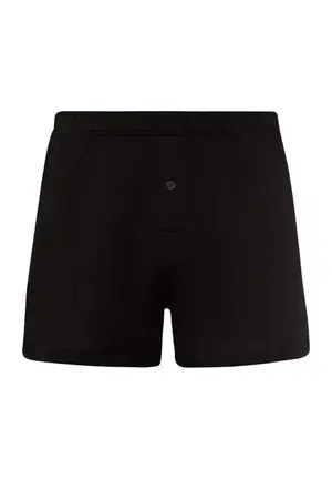 Hanro Cotton Sporty Button Fly Cotton Boxer - Black