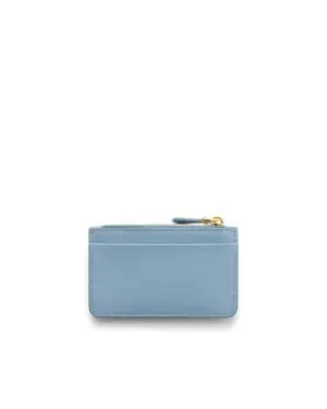 Prada Saffiano And Smooth Leather Card Holder - Light Blue