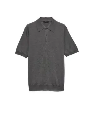 Prada Cashmere And Silk Polo Shirt - Grey