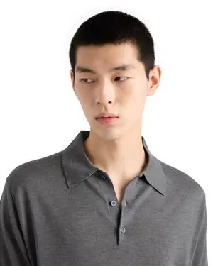 Prada Cashmere And Silk Polo Shirt - Grey