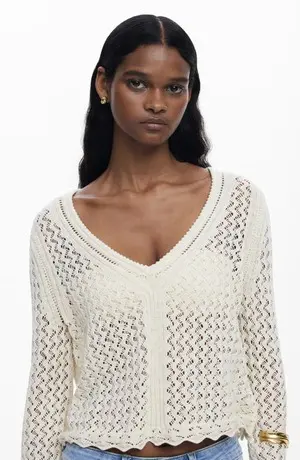 Desigual Open Stitch V-neck Sweater