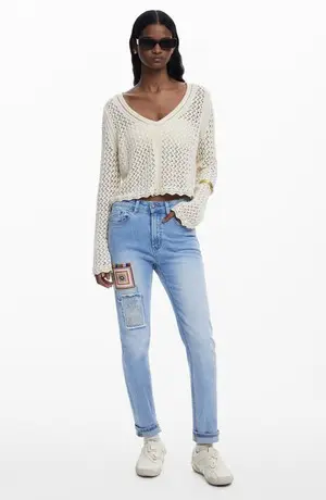 Desigual Open Stitch V-neck Sweater