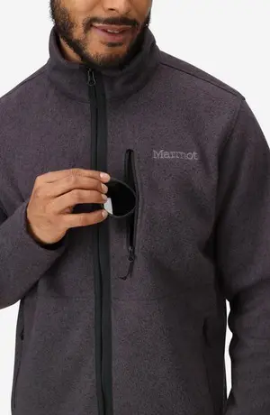 MARMOT Drop Line Heathered Fleece Jacket - Black Heather