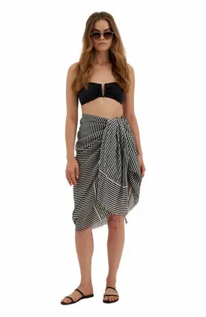 GOTTEX BEACH LIFE Hanna Swim Cover Up Sarong Wrap Skirt - Black/white