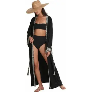 GOTTEX BEACH LIFE Lee Midi Swim Cover Up Kimono - Black