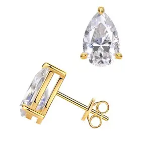 DONATELLO GIAN Sterling Silver-tone Crystal Stud Earrings - Gold