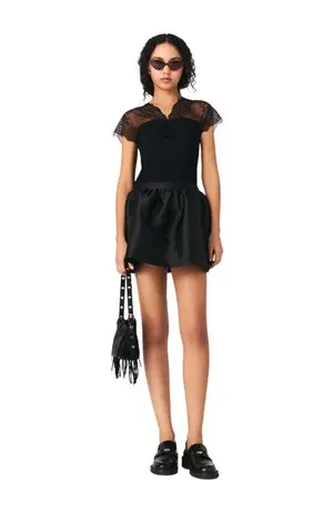 Maje Jersey Top With Lace