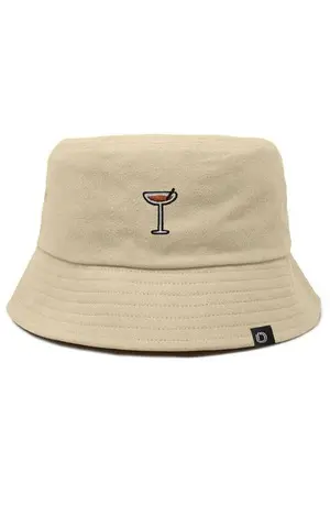 DALIX Embroidered Bucket Hat - Sesame Beige