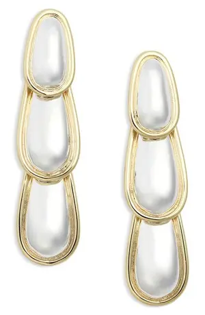Argento Vivo Convex Linear Drop Earrings - Two Tone