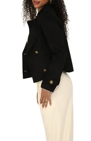 BELLE & BLOOM Cropped Pea Coat - Black