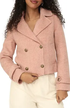 BELLE & BLOOM Cropped Pea Coat - Blush