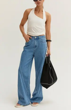 CRESCENT Contrast Stitch Hobo Bag