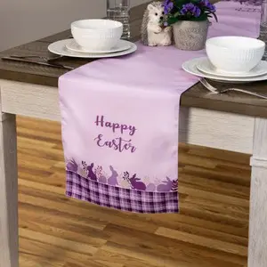 NORTHLIGHT Happy Easter Plaid Table Runner72"