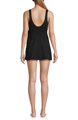 LANDS' END D-cup Side Tie Mini Swim Dress Swimsuit - Black