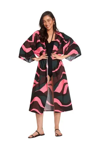 GOTTEX Iris Midi Swim Cover Up Robe - Multi/pink