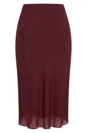 City Chic Kyra Crinkled Midi Skirt - Dark Cherry
