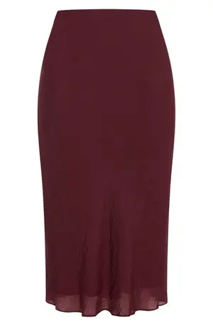 City Chic Kyra Crinkled Midi Skirt - Dark Cherry