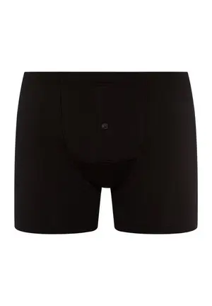 Hanro Cotton Sensation Long Leg Boxer Brief With Fly - Black