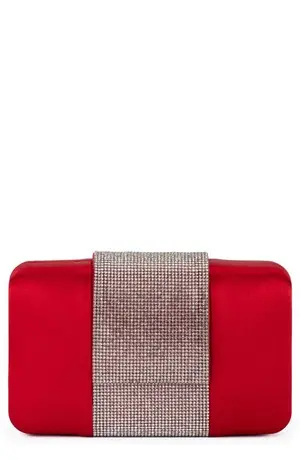 OLGA BERG Aubrey Crystal Trim Clutch - Red