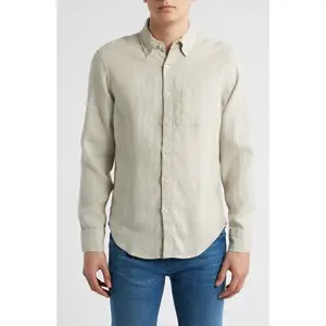 ALEX CRANE Playa Linen Button-down Shirt Bone