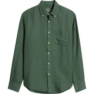 ALEX CRANE Playa Linen Button-down Shirt Pine