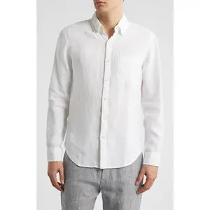 ALEX CRANE Playa Linen Button-down Shirt - Snow