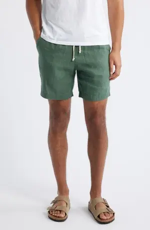 ALEX CRANE Bo Linen Drawstring Shorts - Pine