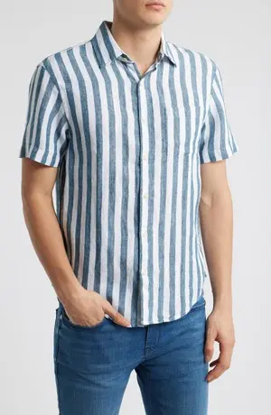 ALEX CRANE Ola Linen Short Sleeve Button-up Shirt - Bigwave