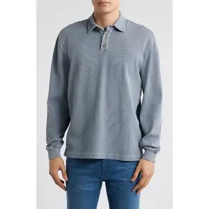 ALEX CRANE Caza Rib Organic Cotton Long Sleeve Polo - Wave