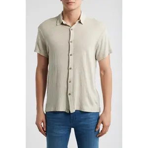 ALEX CRANE Ola Linen Knit Short Sleeve Button-up - Bone